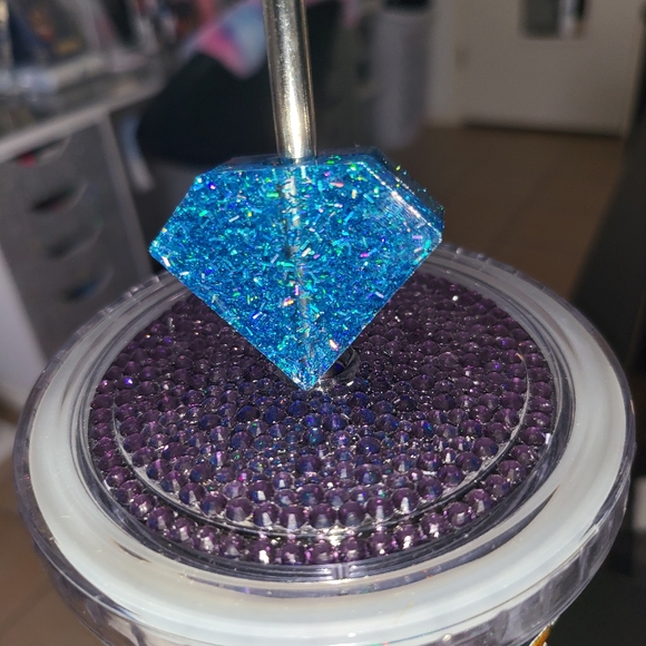 Handmade | Other | Holographic Blue Glitter Diamond Straw Topper | Poshmark